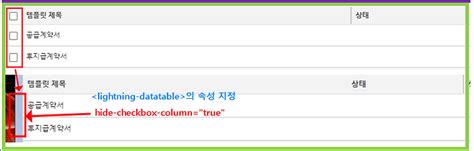 Lightning Datatable 체크박스 칼럼 제거 Lightning Datatable Remove Checkbox Column Salesforce