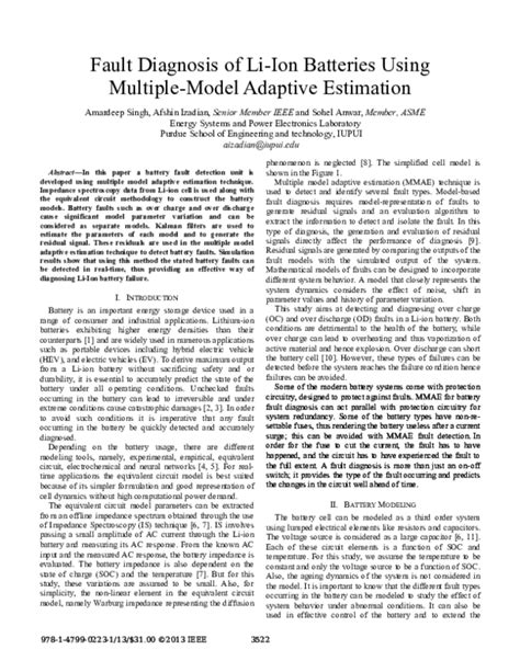 Pdf Fault Diagnosis Of Li Ion Batteries Using Multiple Model Adaptive Estimation