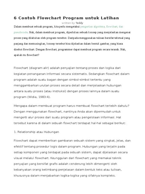 6 Contoh Flowchart Program Untuk Latihan Pdf