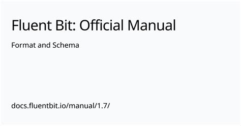 Format And Schema Fluent Bit Official Manual