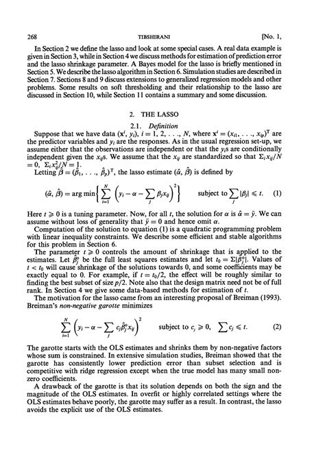Regression Shrinkage And Selection Via The Lasso Robert Tibshirani Download Printable Pdf