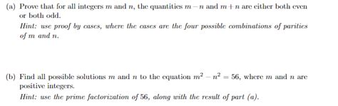 Solved A Prove That For All Integers M And N The Chegg Com