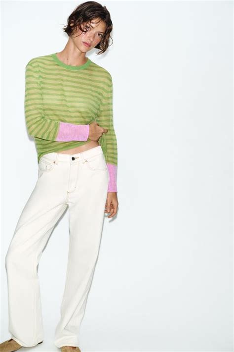 Gestreifter Strickpullover Grüner Streifen Zara Österreich Austria