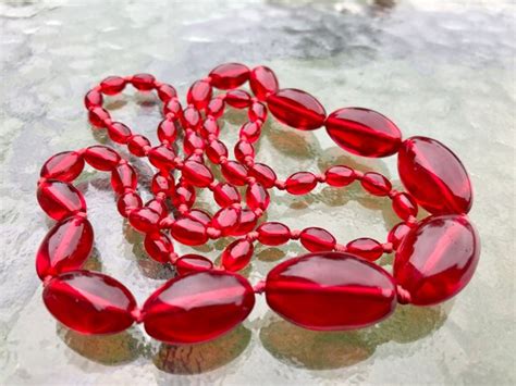 Antique Graduated Translucent Bohemian Ruby Red Smoot Gem