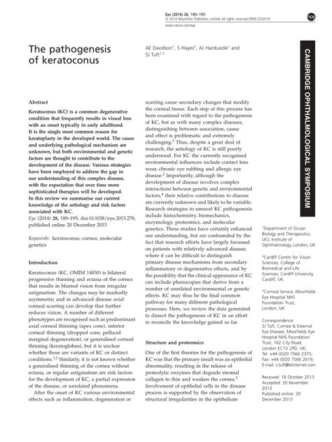 Pdf The Pathogenesis Of Keratoconus