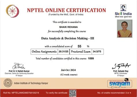 Iam Thrilled To Share My Nptel Certificate With You Guys Rehana Shaik