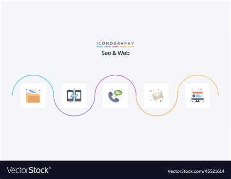 Seo And Web Flat 5 Icon Pack Including Web Vector Image