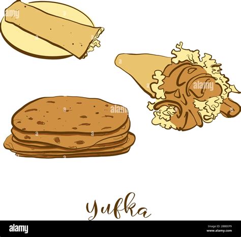 Colored Drawing Of Yufka Bread Vector Illustration Of Flatbread Food