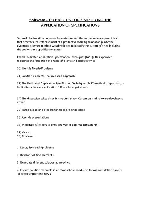 Software Techniques For Simplifying The Application Of Specifications Software Techniques