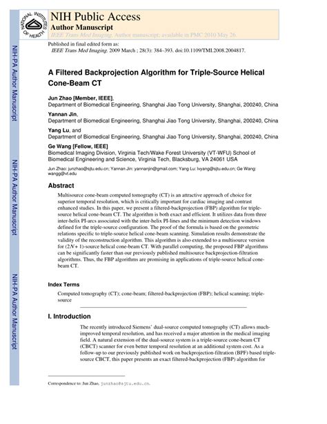 Pdf A Filtered Backprojection Algorithm For Triple Source Helical