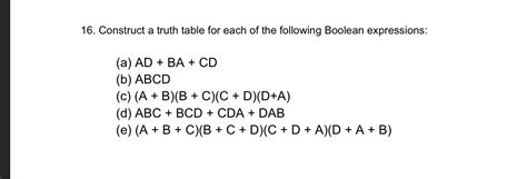 Solved Construct A Truth Table For Each Of The Following