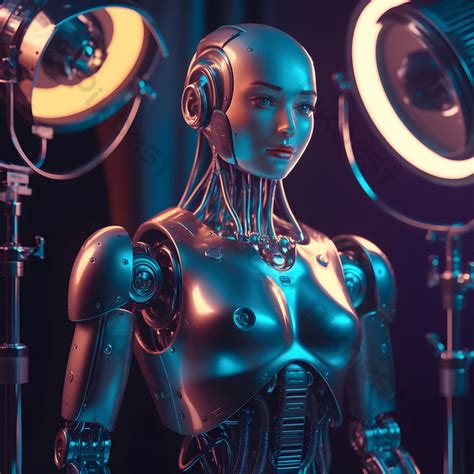 Beautiful Female Robot With Artificial Intelligence Photo  Free