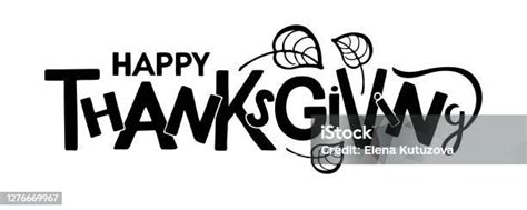 해피 추수 감사절 손 떨어지는 잎 디자인과 함께 글자를 그린 가을 포스터 축하 견적 카드 인쇄 초대장 티셔츠 디자인 배지용 흰색 배경에 격리된 검은색 텍스트 가을에 대한