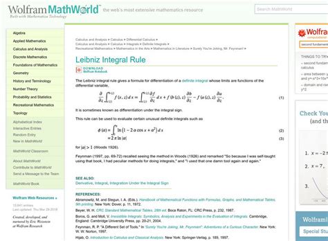 Wolfram Math World Leibniz Integral Rule Unit Plan For 11th 12th