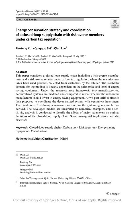 Energy Conservation Strategy And Coordination Of A Closed Loop Supply Chain With Risk Averse