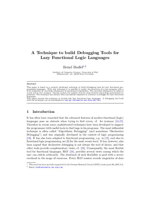 Pdf A Technique To Build Debugging Tools For Lazy Functional Logic