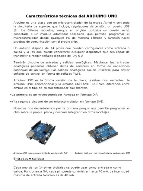 Características Arduino Pdf Microcontrolador Arduino