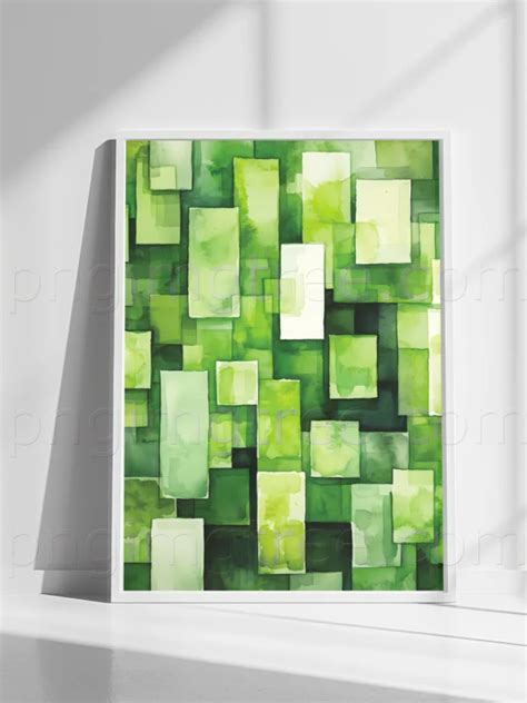 Geometric Wall Art Canvas Green Pattern Modern Abstract Prints High