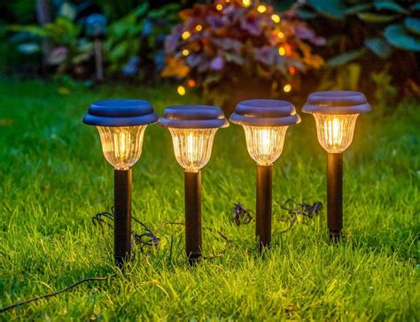 Набор садовых светильников ФУНГО 45 см 4 шт уличные