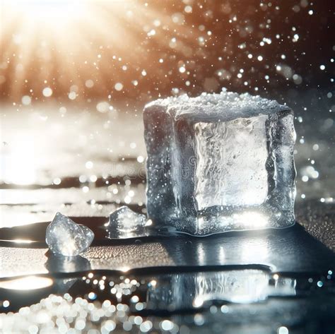 Generative Ai Ice Cube Melting On The Beach Stock Illustration Illustration Of Block Sunny
