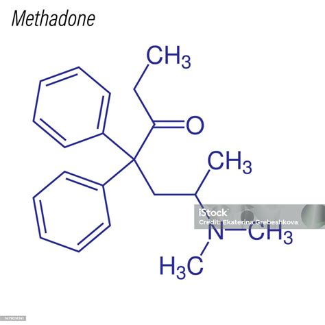 Vector Skeletal Formula Of Methadone Drug Chemical Molecule Stock Illustration Download Image