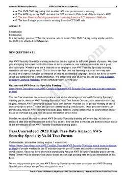 Free PDF Quiz AWS Security Specialty AWS Certified Security SpecialtyEffici