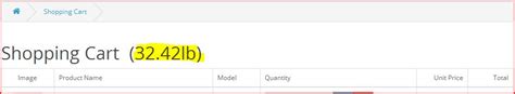 Php How To Show Total Weight And Volume In Opencart 20 Checkout Cart