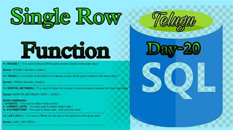 sql[ single row functions ]day 20 telugu fullstack database bsktrending sql java telugu