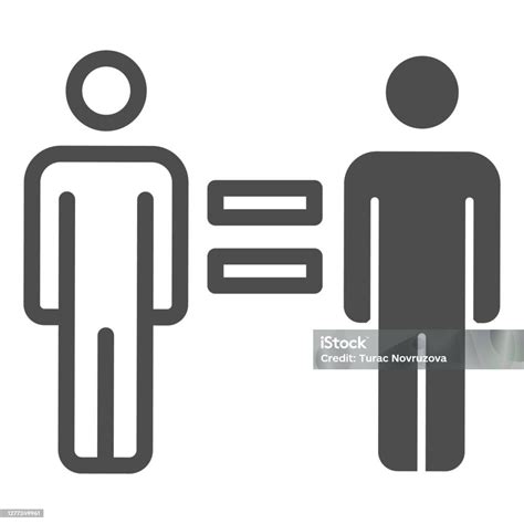 백인과 흑인 라인 아이콘의 평등 개념 동등한 사람들이 흰색 배경에 서명 흑인과 백인아이콘 개요의 삶의 동등한 가치 벡터 그래픽 0명에 대한 스톡 벡터 아트 및 기타 이미지