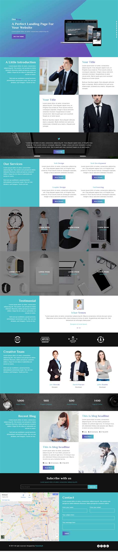 DeeWrap Free One Page Multipurpose HTML Template ThemeVault