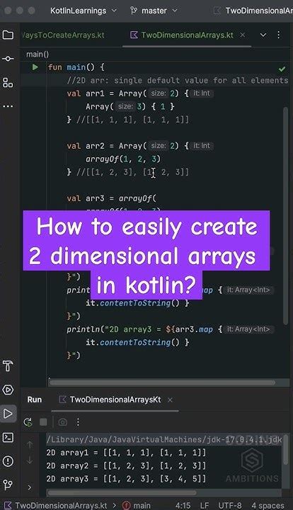 2 Dimensional Arrays In Kotlin Learn Kotlin Kotlin Youtube
