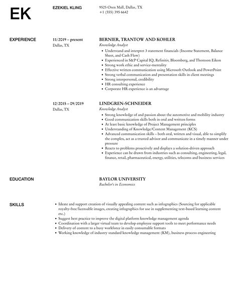 Knowledge Analyst Resume Samples Velvet Jobs