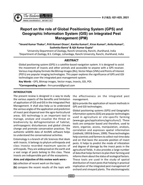Pdf Report On The Role Of Global Positioning System Gps And Geographic Information System