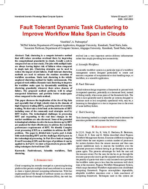 Pdf Fault Tolerant Dynamic Task Clustering To Improve Workflow Make
