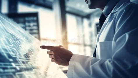 One Young Adult Scientist Analyzing Healthcare Data On Digital Tablet