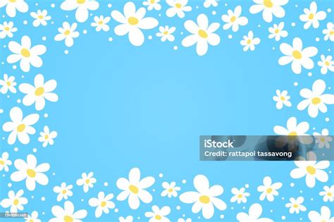 데이지 꽃 파란색 배경에 카모마일 꽃과 매끄러운 패턴 패션 패브릭 홈 데코 직물 및 벽지에 대한 작은 좋은 Ditsy 꽃 프린트