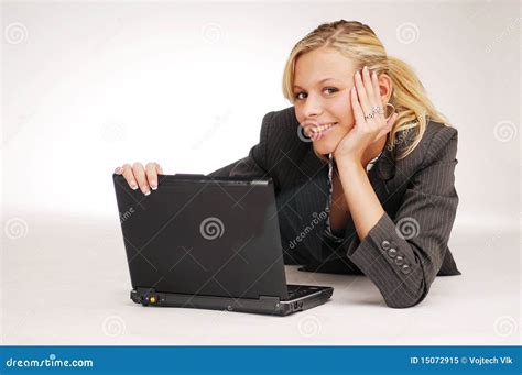 Attractive Blonde Businesswoman With Notebook Stock Image Image Of