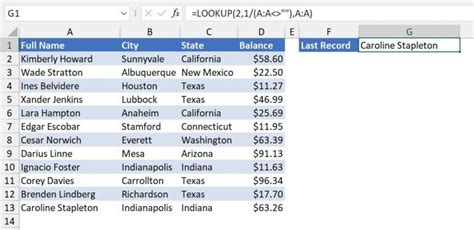 Lookup The Last Non Empty Cell Value Excel