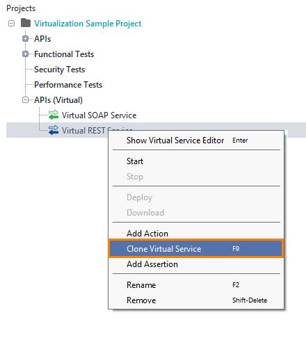 Clone Virtual Services ReadyAPI Documentation