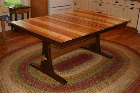 handmade expanding farmhouse table trestle table table with leaves solid wood walnut