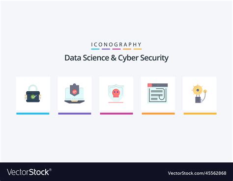 Data Science And Cyber Security Flat 5 Icon Pack Vector Image
