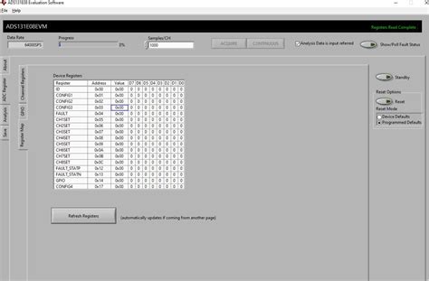ADS131E08 Using ADS131E08 Dev Kit ADC CONFIG Registers Read Back Correctly However ADC