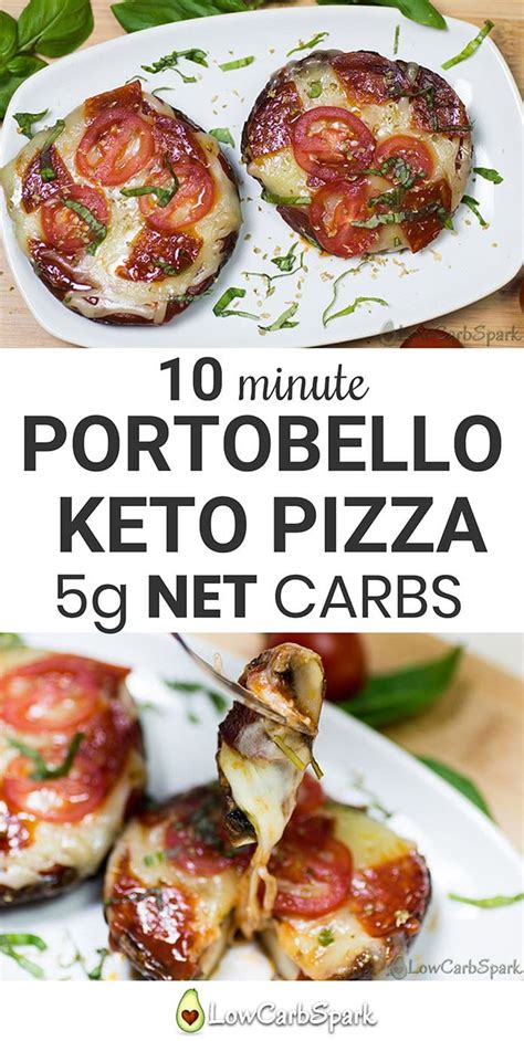 10 Minute Portobello Keto Pizza Low Carb Stuffed Mushrooms