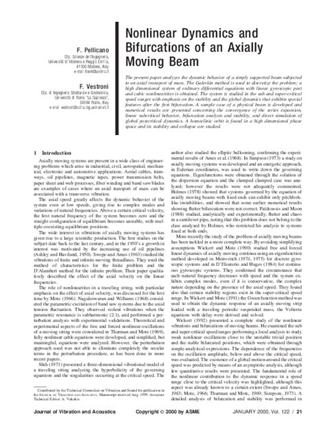 Pdf Nonlinear Dynamics And Bifurcations Of An Axially Moving Beam J