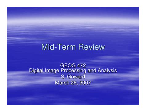 Digital Image Processing And Analysis Lecture Slides Geog 472 Docsity