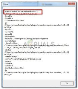 Fix Java Was Started But Returned Exit Code Eclipse