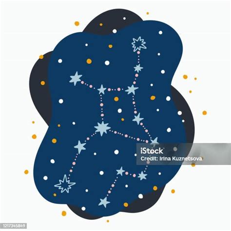 귀여운 별자리 조디악 기호 처녀자리입니다 추상적 인 공간에서 낙서 손으로 그린 별과 점 개념에 대한 스톡 벡터 아트 및 기타 이미지 Istock