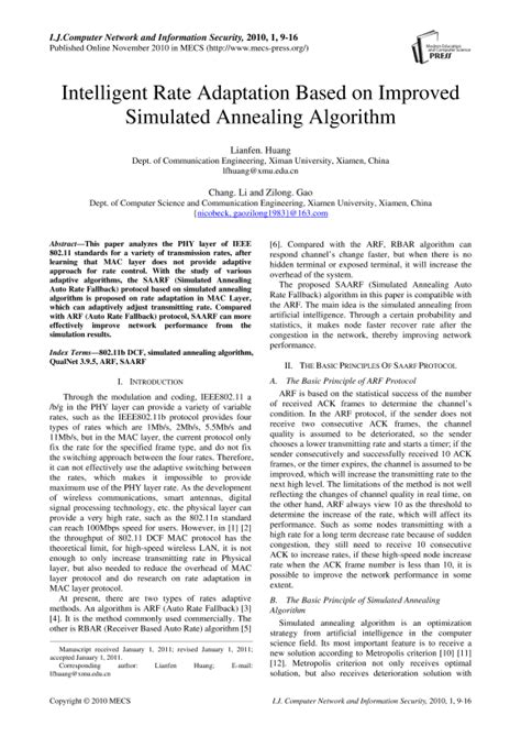 intelligent rate adaptation based on improved simulated annealing