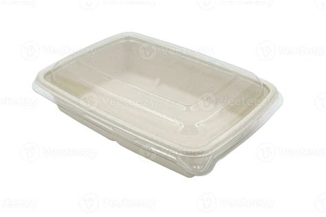 Bagasse Container Package For Food Isolated On White Background