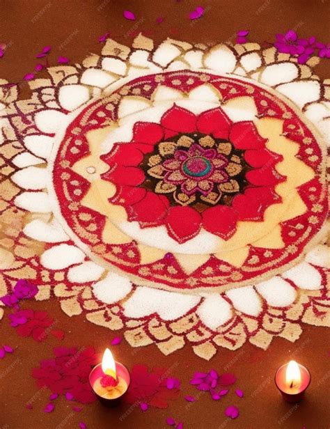 Premium Ai Image A Diwali Celebration With A Beautiful Rangoli Design